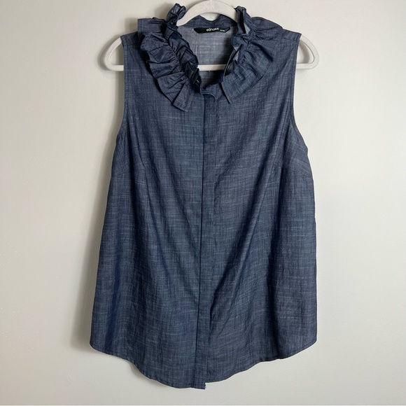 eshakti | Tops | Eshakti Womens Sleeveless Blouseruffle Collarbluesize ...